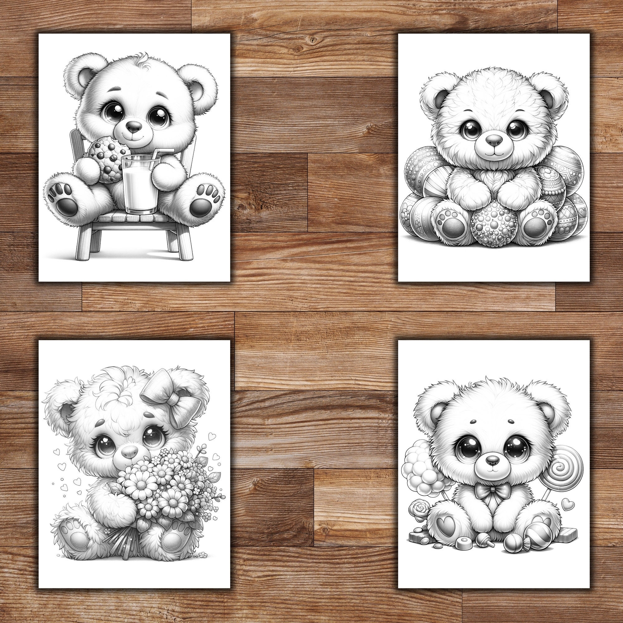 Teddy Bear Coloring Pages for Kids and Adults, 35 Cute Bears Coloring ...