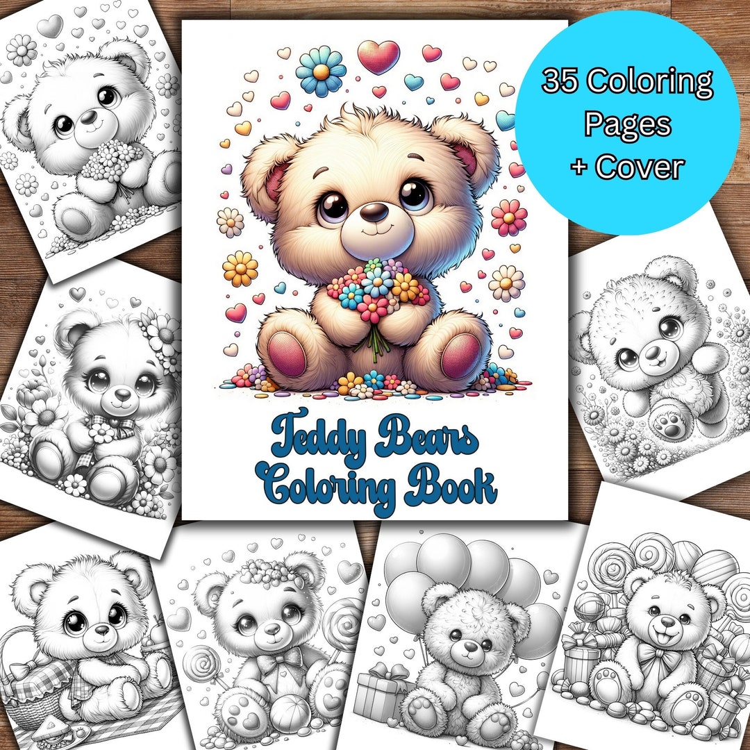 Teddy Bear Coloring Pages for Kids and Adults, 35 Cute Bears Coloring ...
