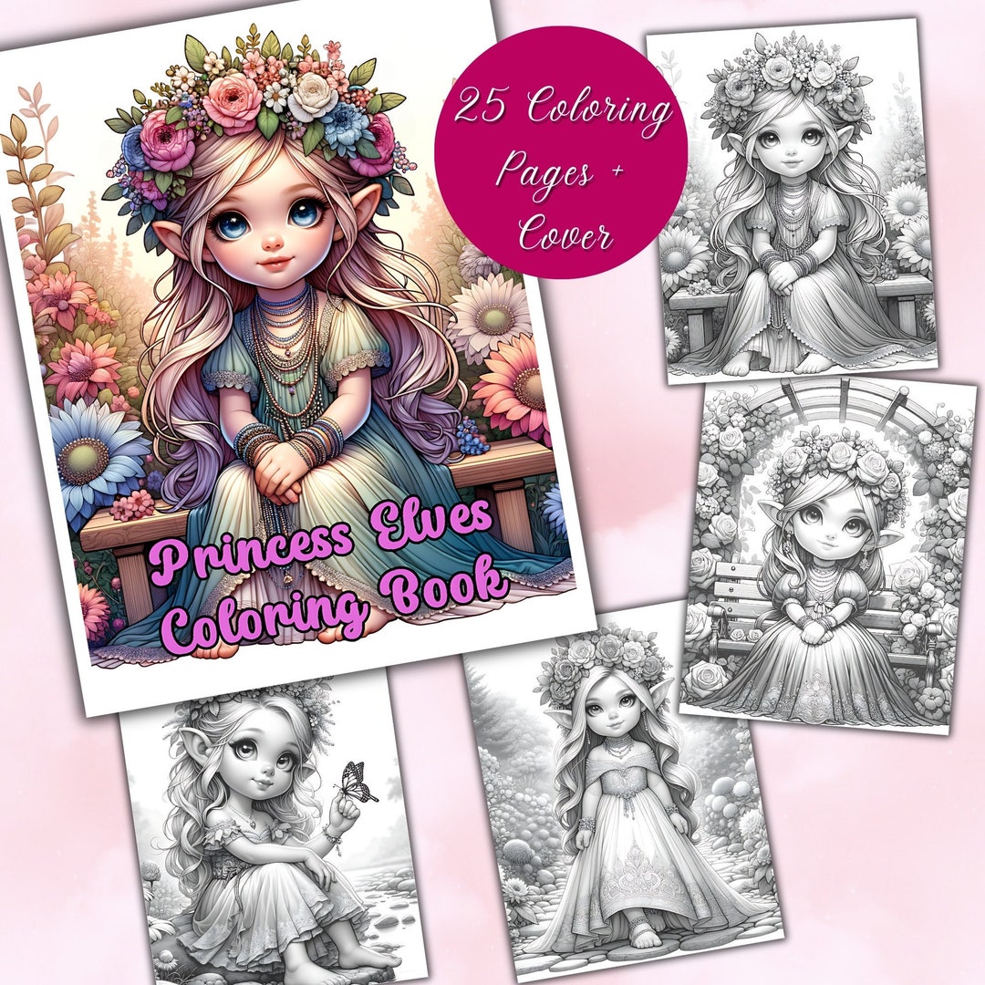 25 Princess Elves Coloring Pages for Adults and Kids, Fantasy Elves ...