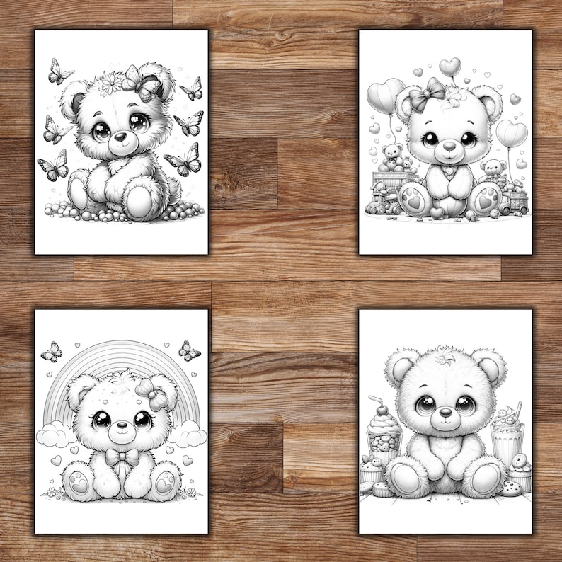 Teddy Bear Coloring Pages for Kids and Adults, 35 Cute Bears Coloring ...