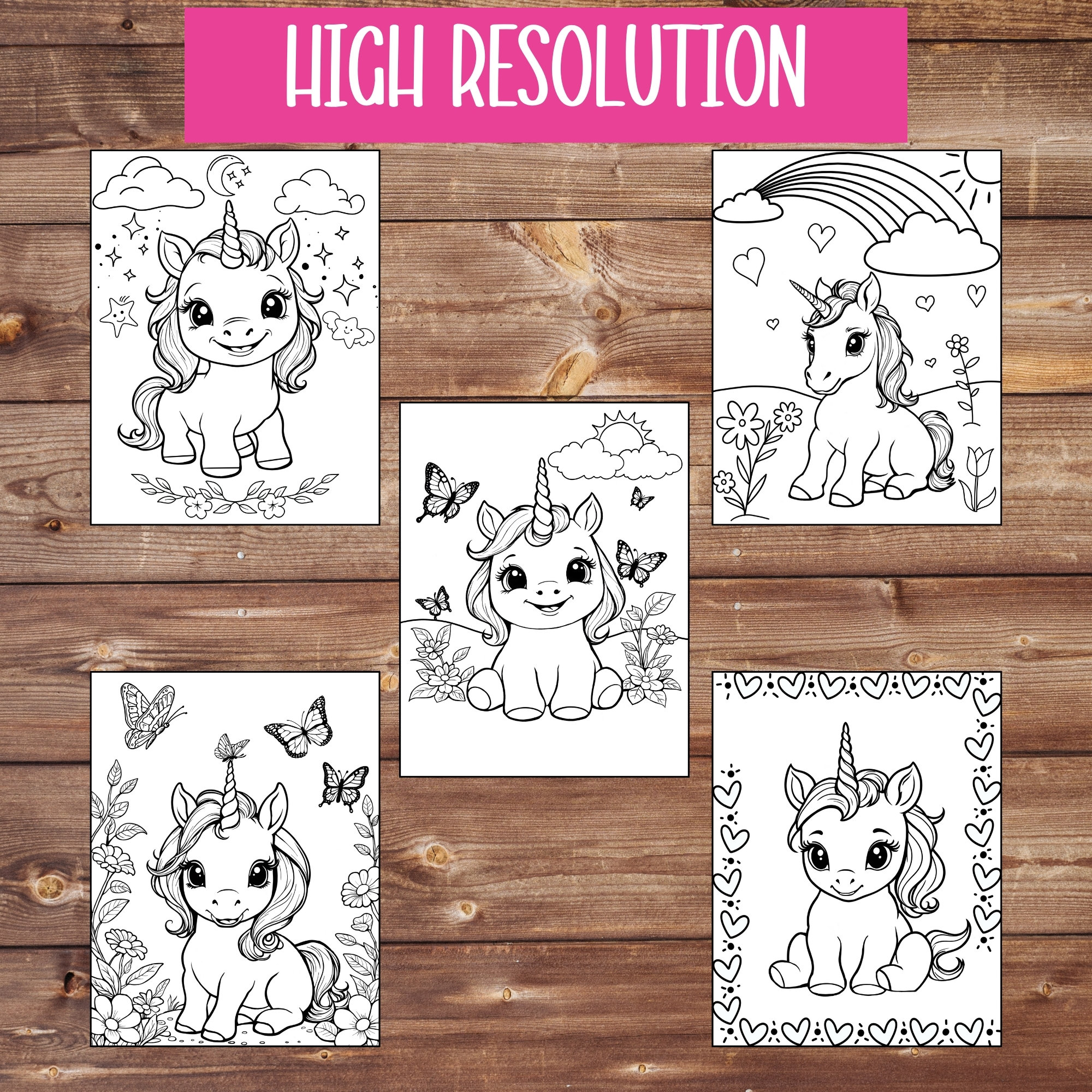Printable Unicorn Coloring Pages for Kids and Adults, Adorable Kawaii ...