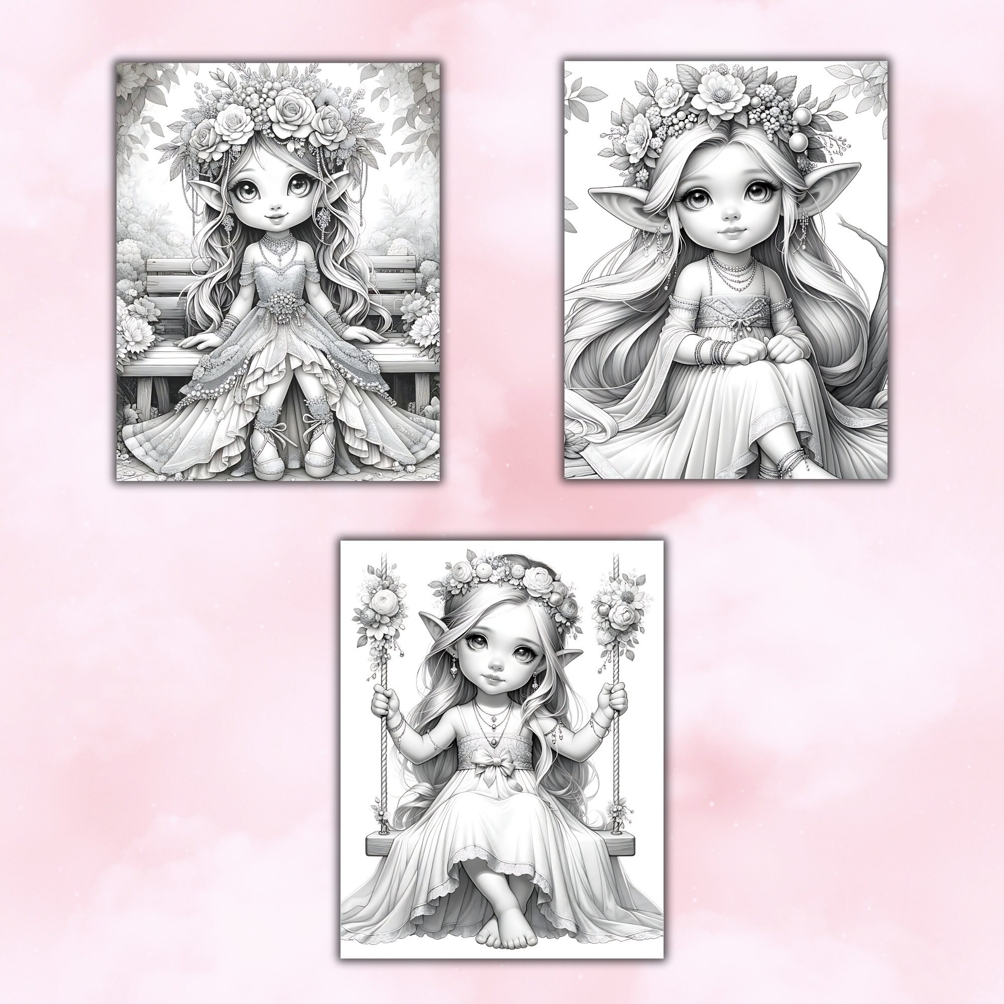 25 Princess Elves Coloring Pages for Adults and Kids, Fantasy Elves ...