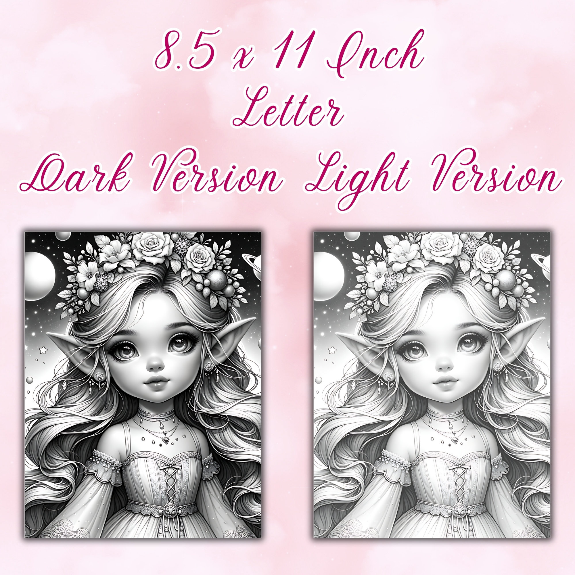 25 Princess Elves Coloring Pages for Adults and Kids, Fantasy Elves ...