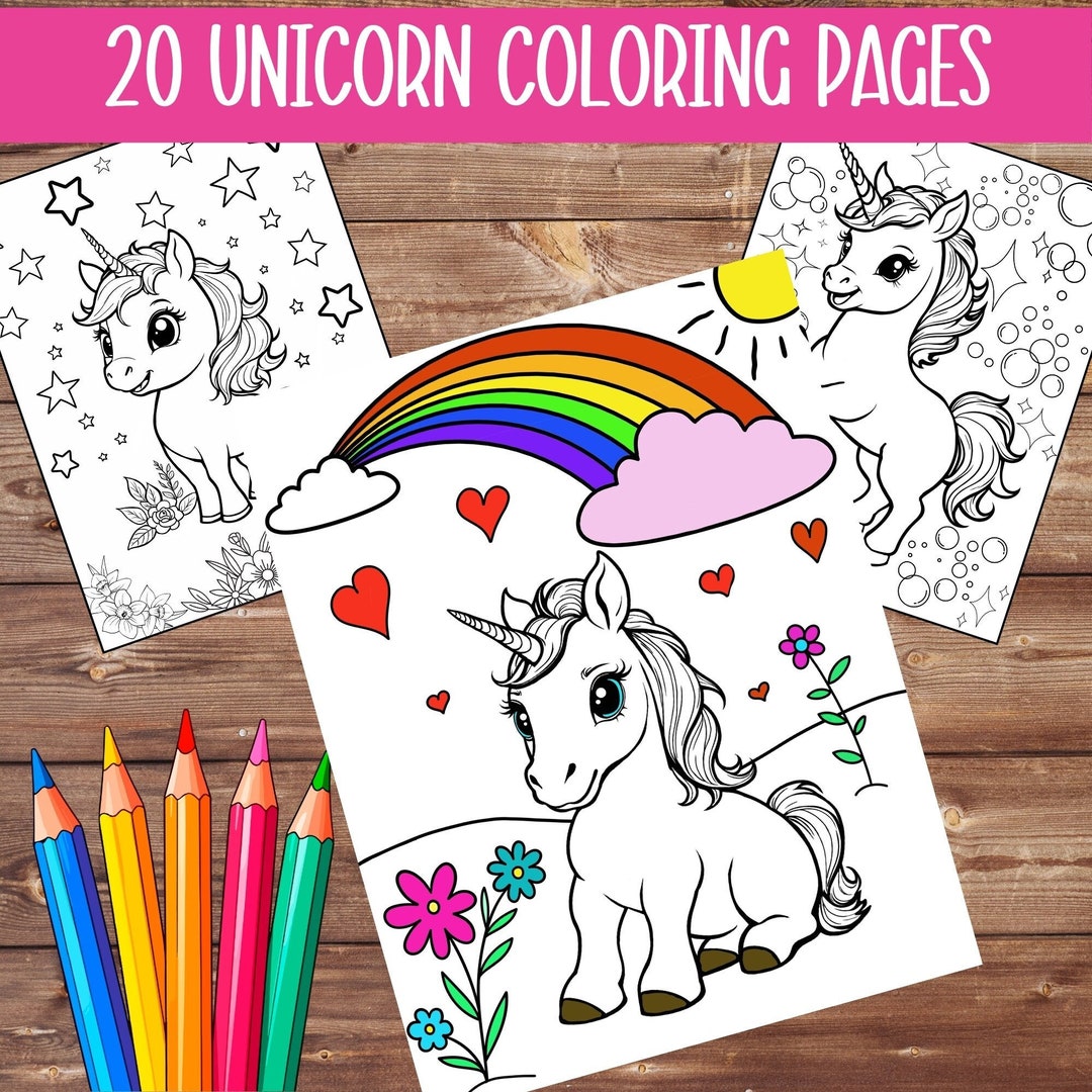 Printable Unicorn Coloring Pages for Kids and Adults, Adorable Kawaii ...