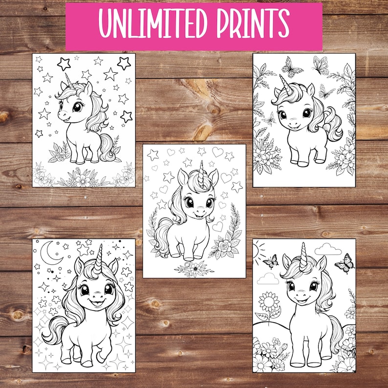 Printable Unicorn Coloring Pages for Kids and Adults, Adorable Kawaii ...