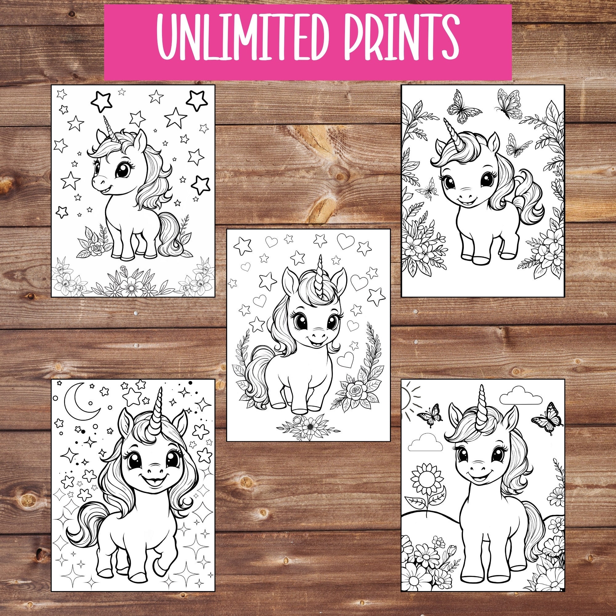 Printable Unicorn Coloring Pages for Kids and Adults, Adorable Kawaii ...
