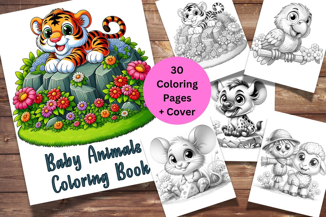 30 Baby Animals Coloring Pages for Kids and Adults, Cute Animals ...