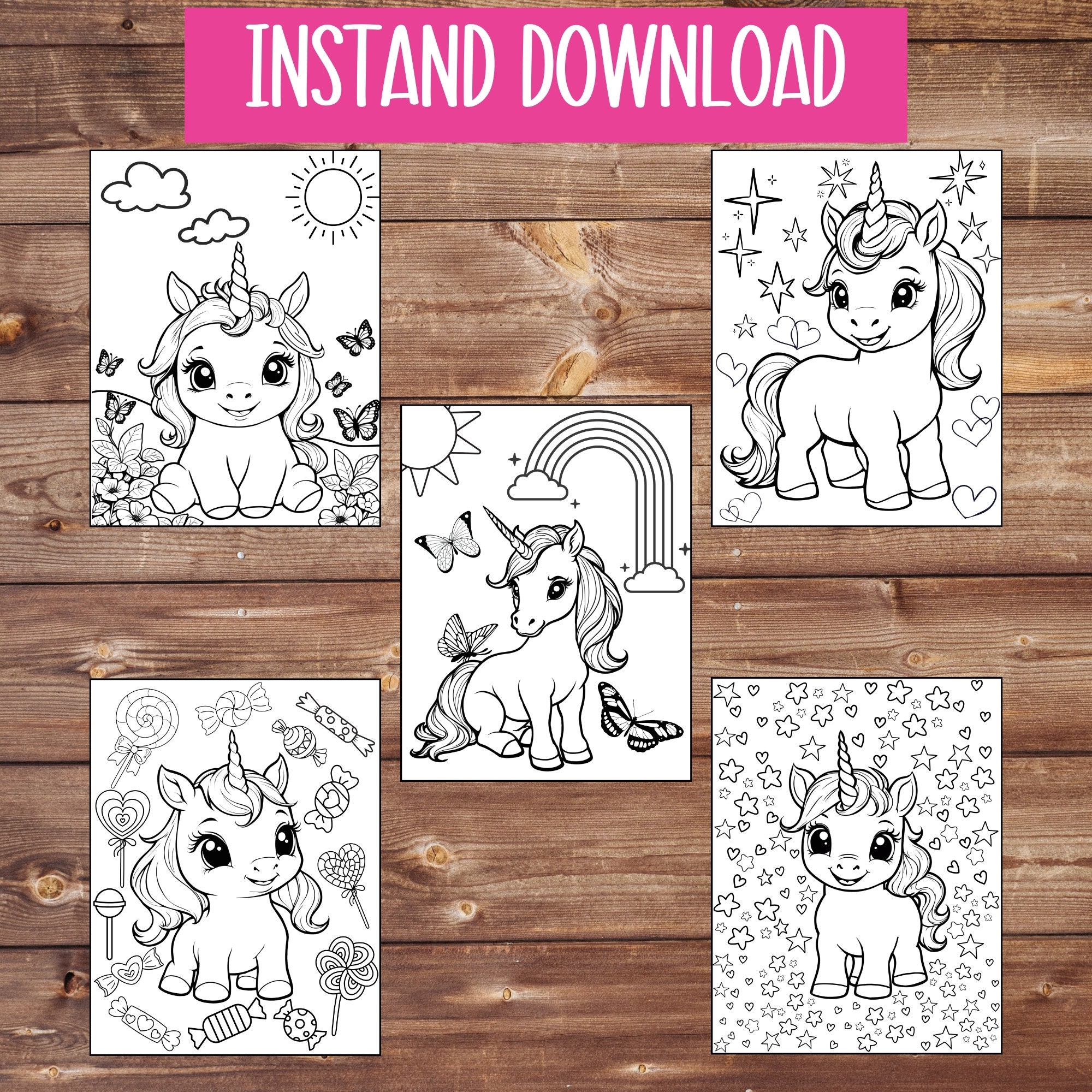 Printable Unicorn Coloring Pages for Kids and Adults, Adorable Kawaii ...