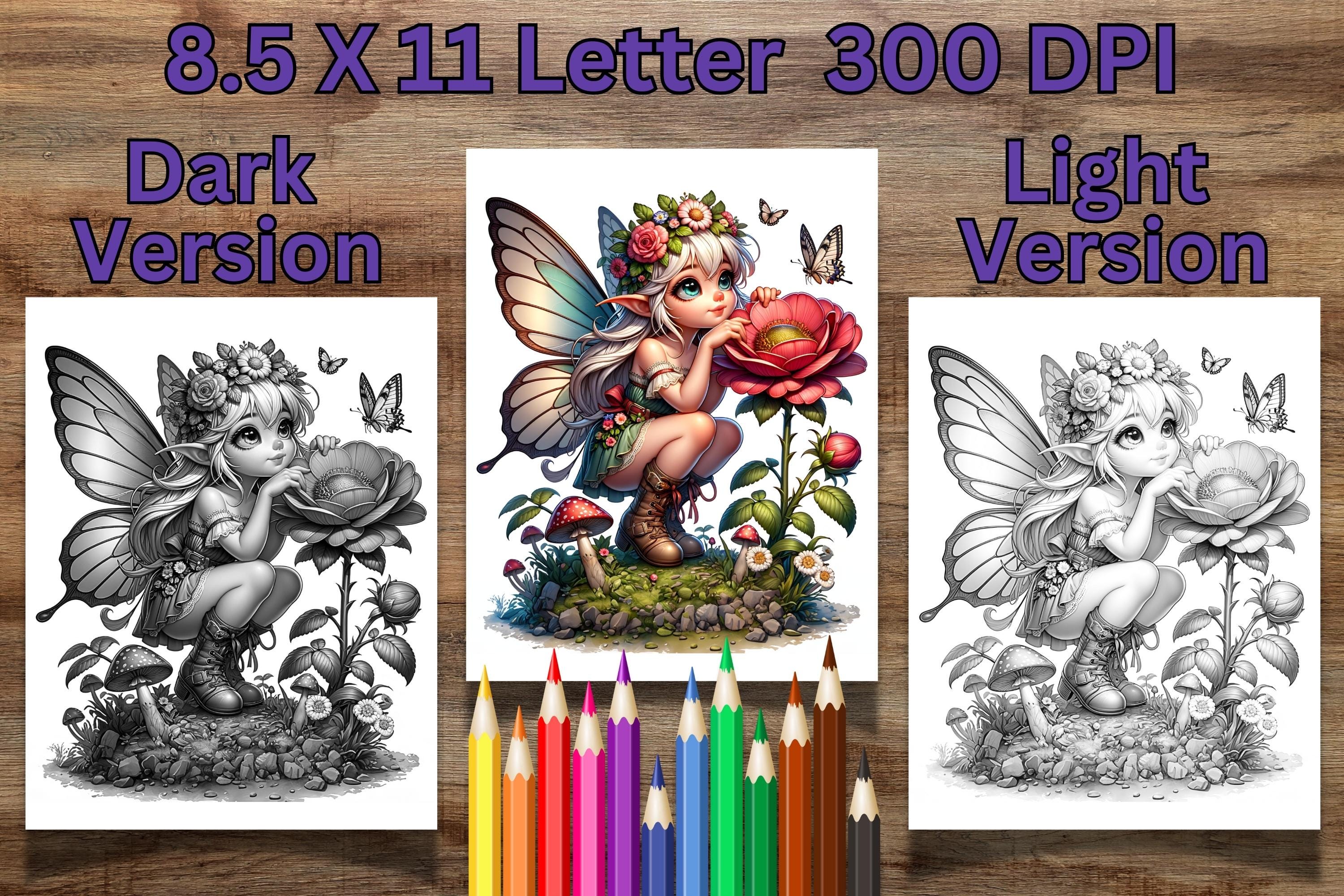 Whimsical Flower Fairies 25 Coloring Pages for Adults and Kids, Fantasy ...