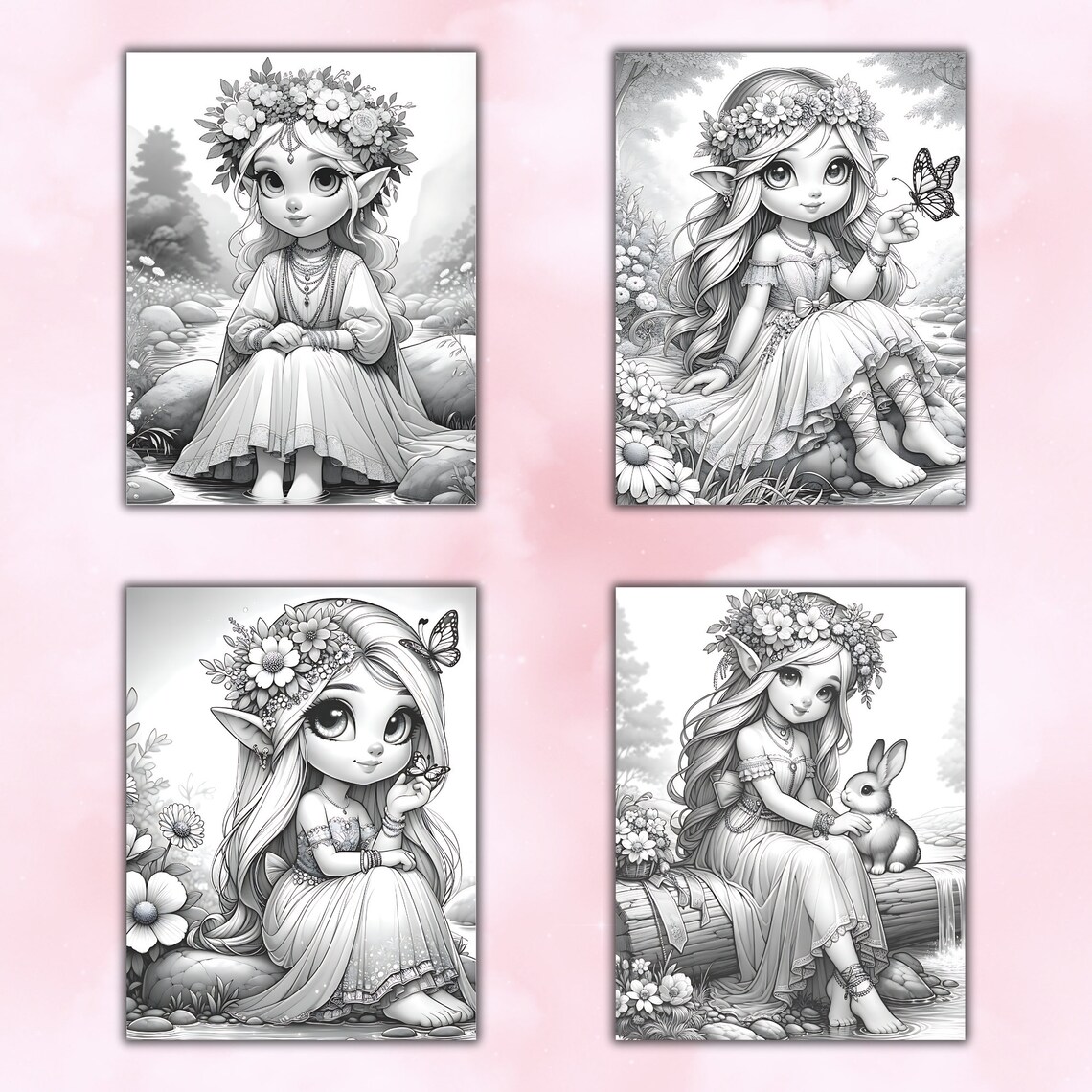 25 Princess Elves Coloring Pages for Adults and Kids, Fantasy Elves ...