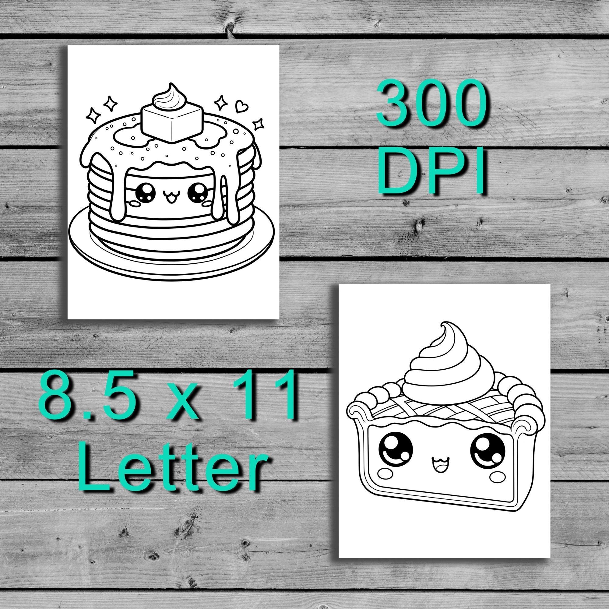 Kawaii Food Coloring Pages for Kids and Adults, 30 Pages, Cute Cartoon ...