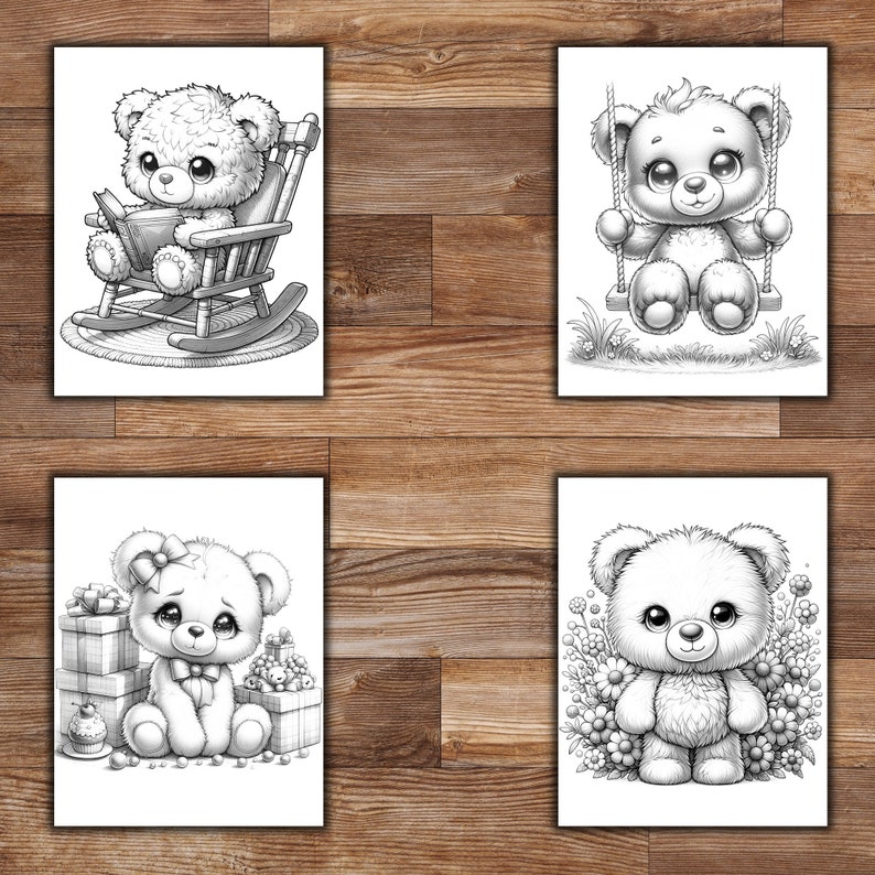 Teddy Bear Coloring Pages for Kids and Adults, 35 Cute Bears Coloring ...