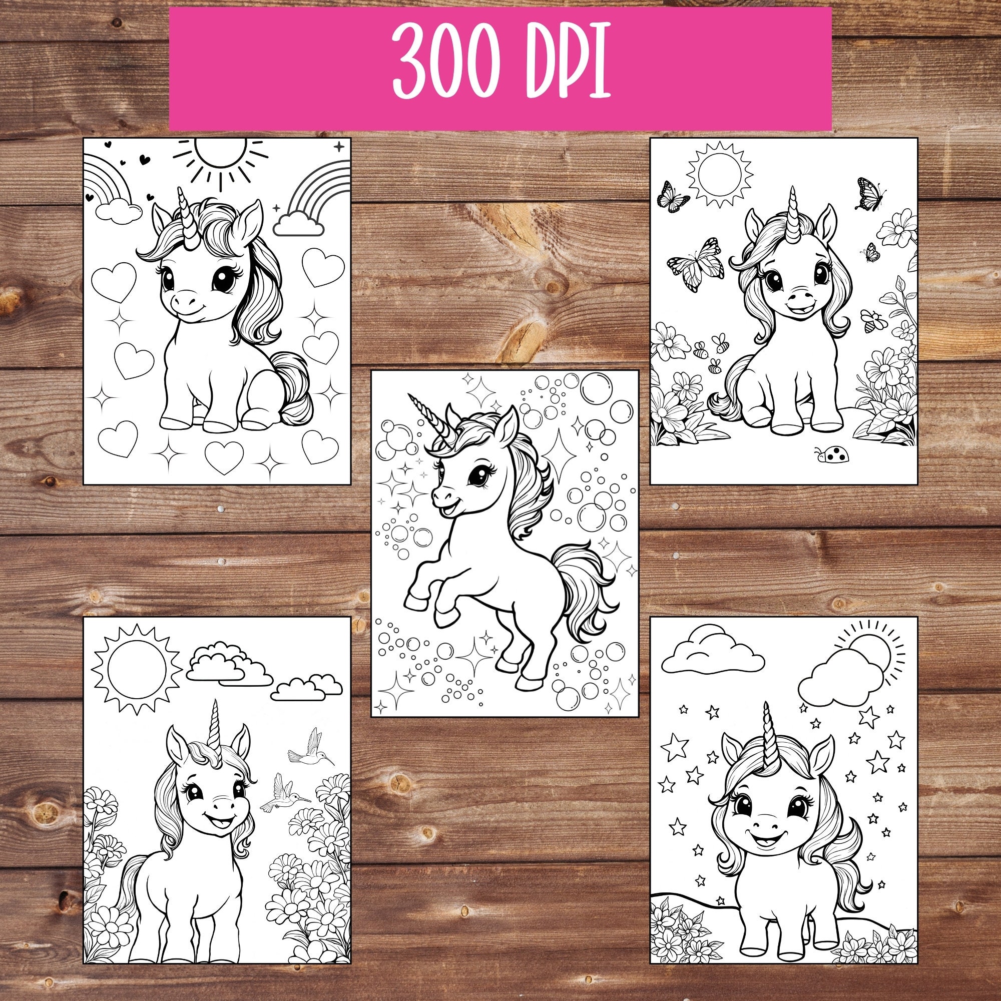 Printable Unicorn Coloring Pages for Kids and Adults, Adorable Kawaii ...