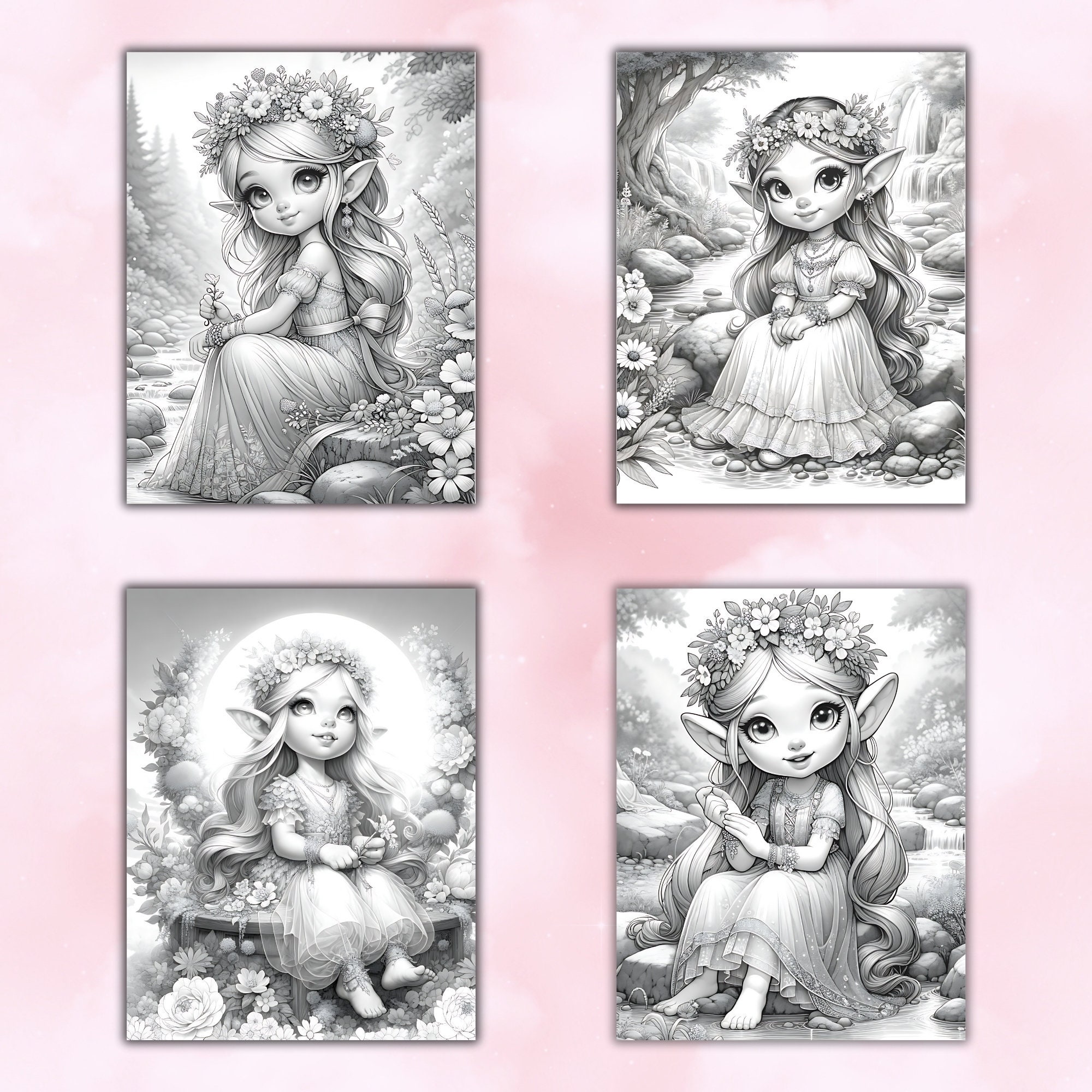 25 Princess Elves Coloring Pages for Adults and Kids, Fantasy Elves ...