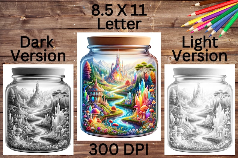 32 Fantasy World Jars Coloring Book for Adults and Kids, Magical ...