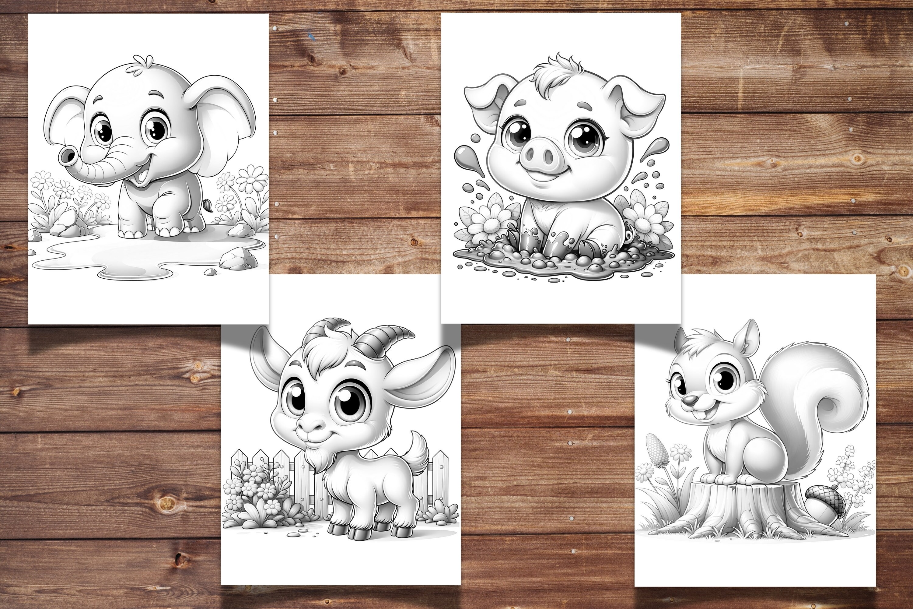 30 Baby Animals Coloring Pages for Kids and Adults, Cute Animals ...