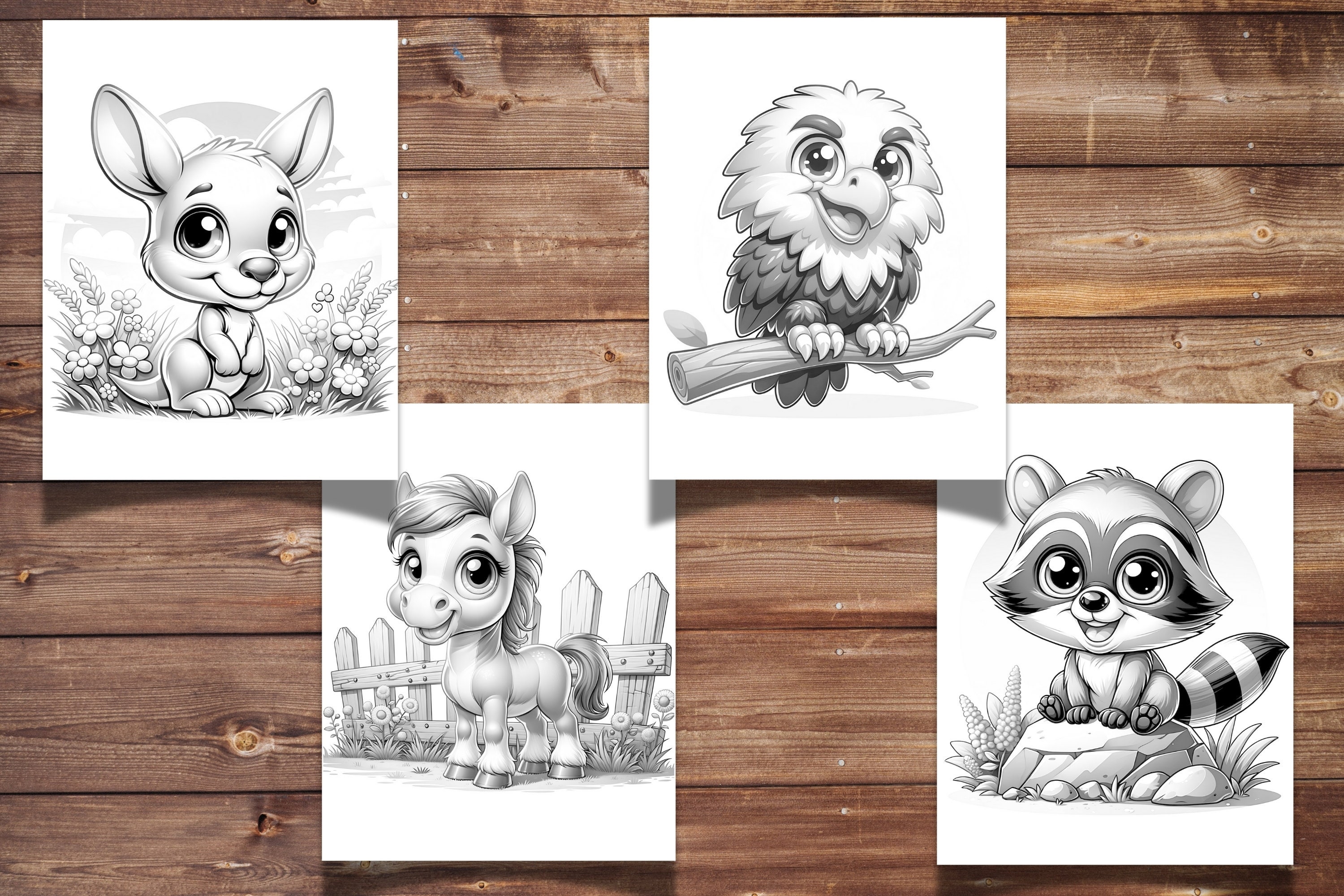 30 Baby Animals Coloring Pages for Kids and Adults, Cute Animals ...