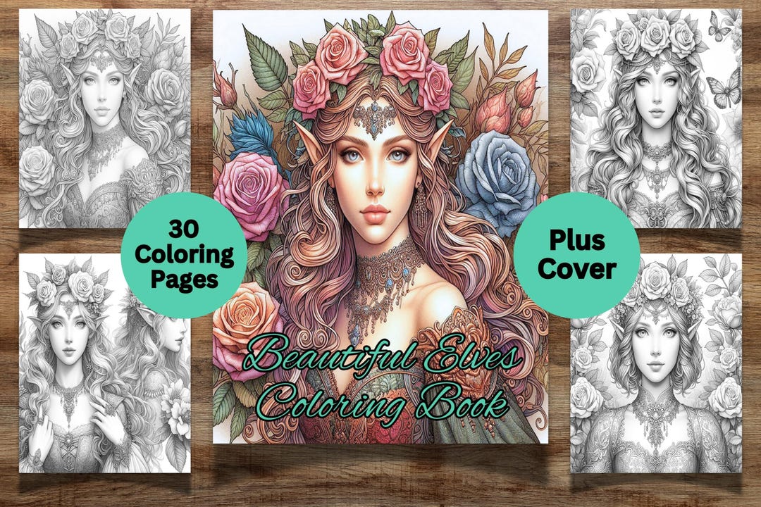 30 Beautiful Elves Coloring Book for Adults, Magical Fantasy Elves ...