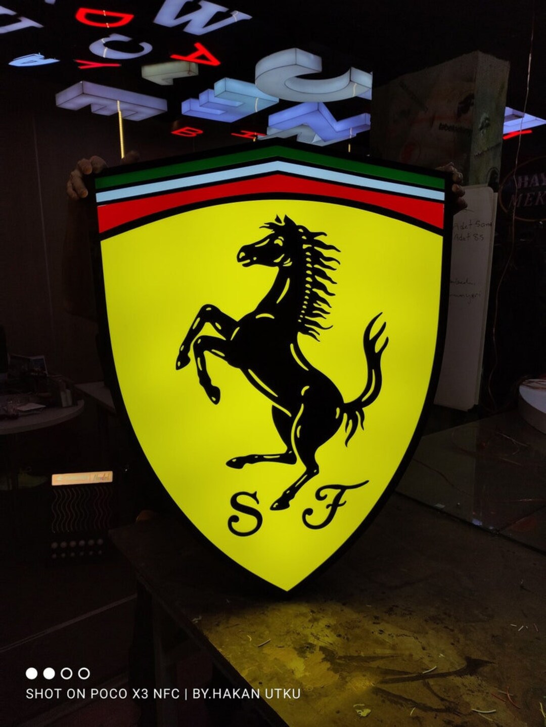 Ferrari Lamborghini Rimac Logo LED Garage Sign Size XXL - Etsy
