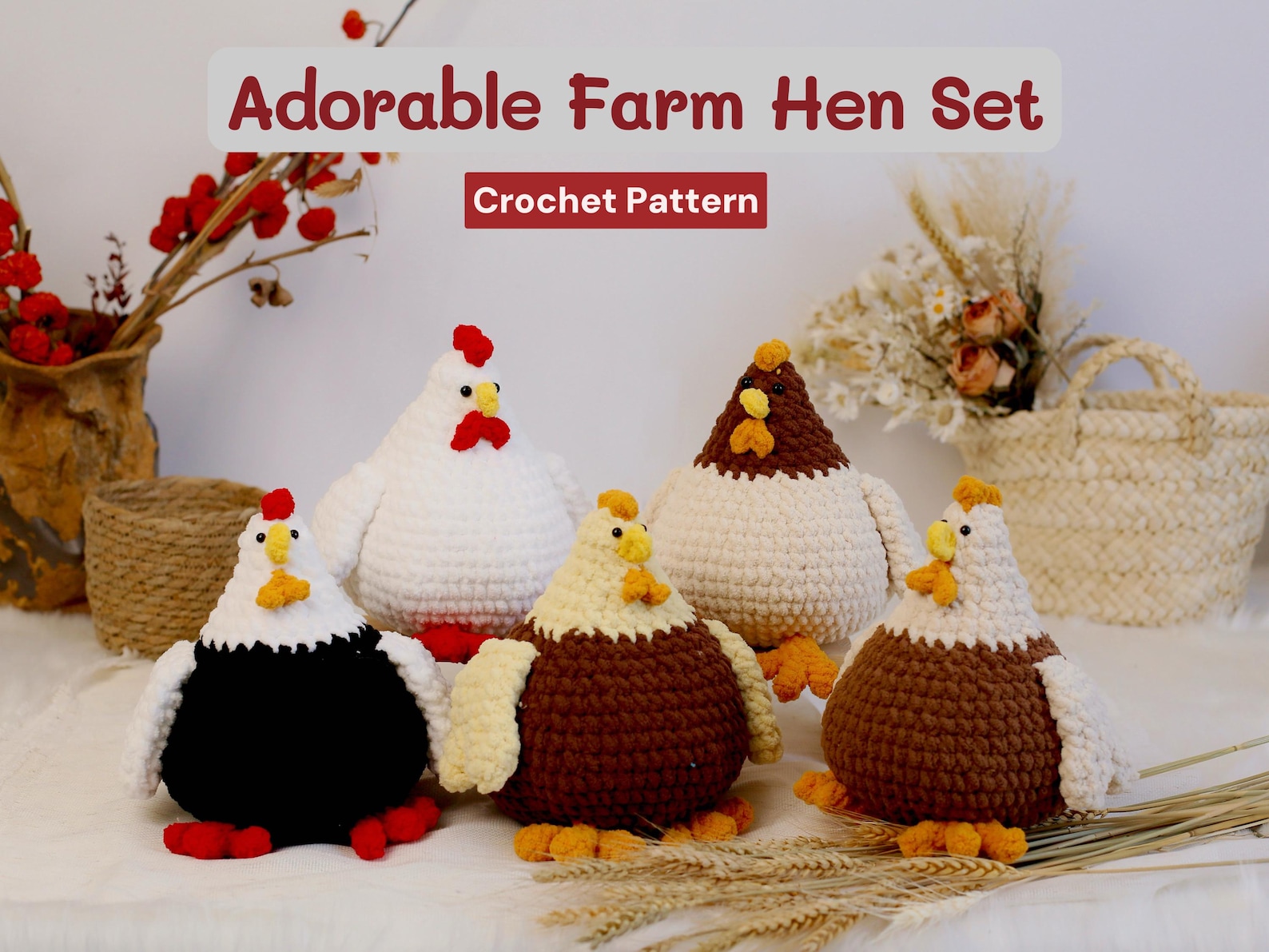 Crochet Hen Amigurumi Pattern: Farm Animal Set (PDF Pattern) - Etsy