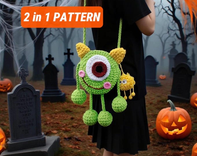 Crochet One-eyed Monster Bag Pattern: Halloween Candy Purse (PDF ...