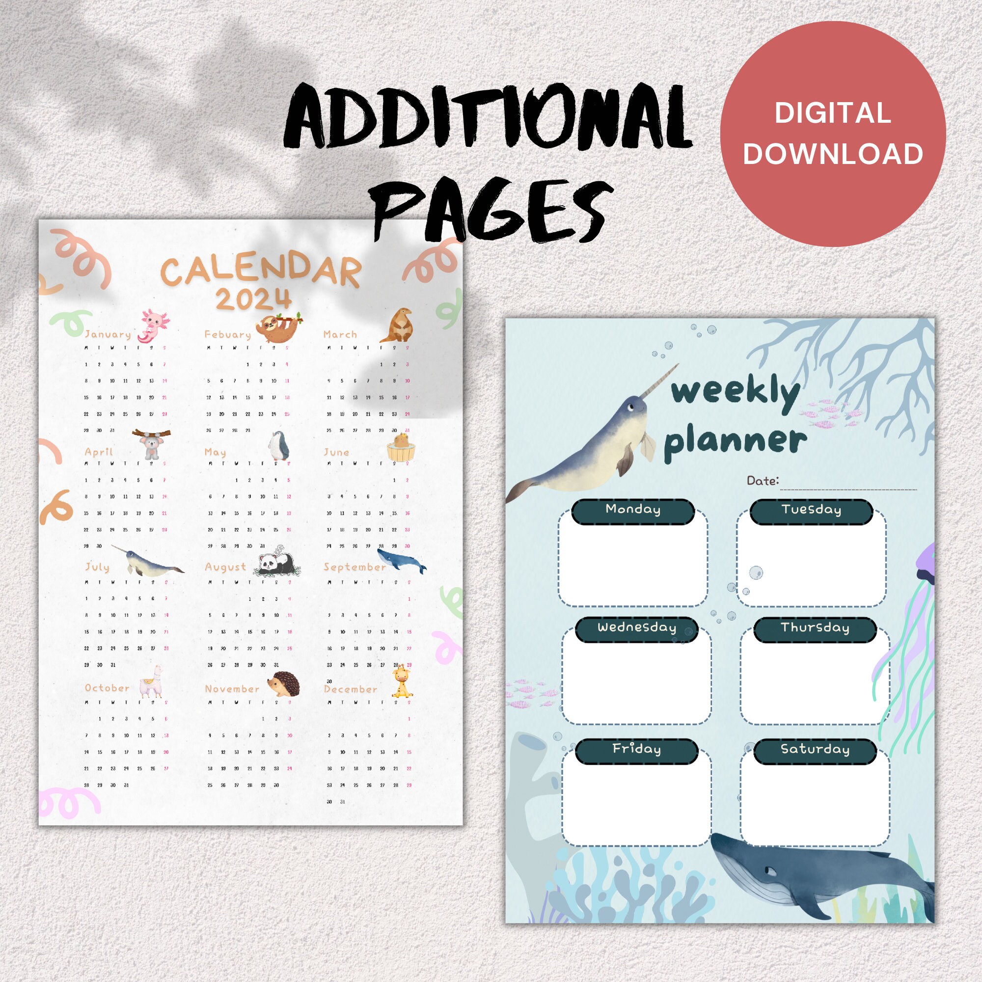 2024 Cute Rare and Endangered Animals Calendar Instant - Etsy