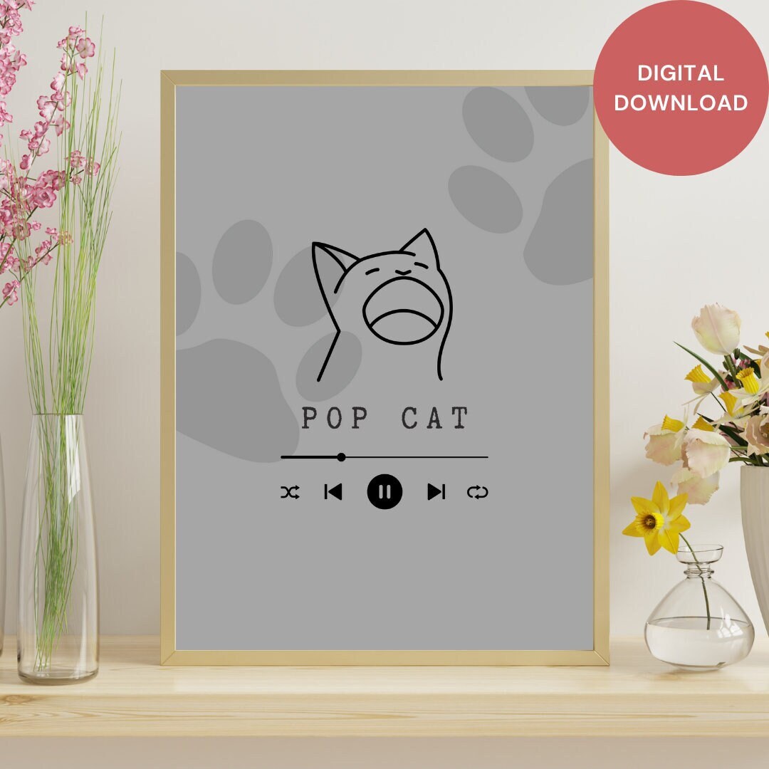 Hilarious Pop Cat Meme Digital Downloads for Home Office - Etsy