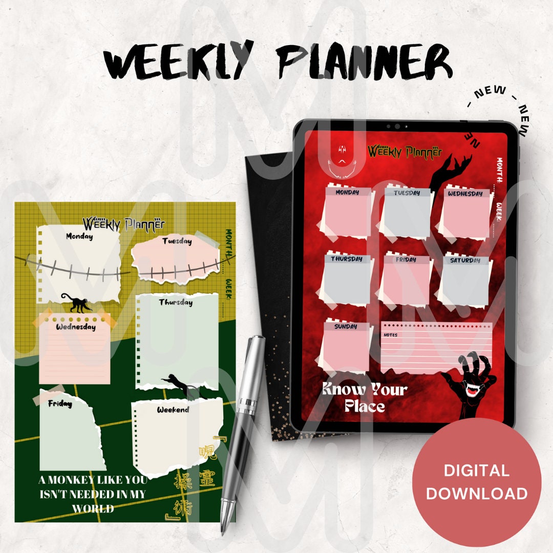 Jujutsu Kaisen Inspired Anime Weekly Planner for Printable & Digital ...