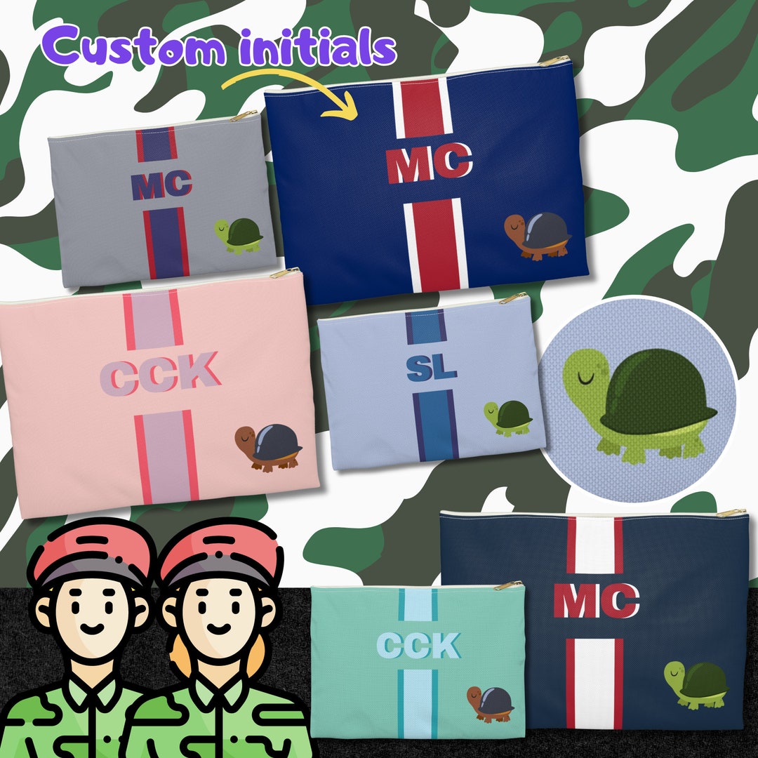 Personalized Military Tortoise Monogram Pouch/toiletry Bag, Cute and Funny Custom Gift for Men ...
