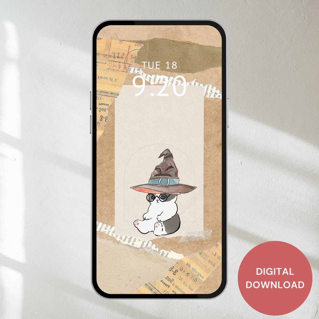 HP Wizard Cat iPhone Digital Wallpaper, Instant Download Smartphone ...