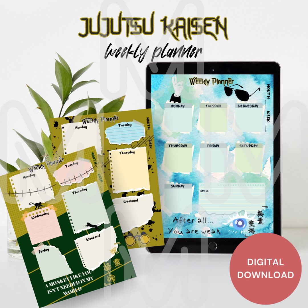 Jujutsu Kaisen Inspired Anime Weekly Planner for Printable & Digital ...