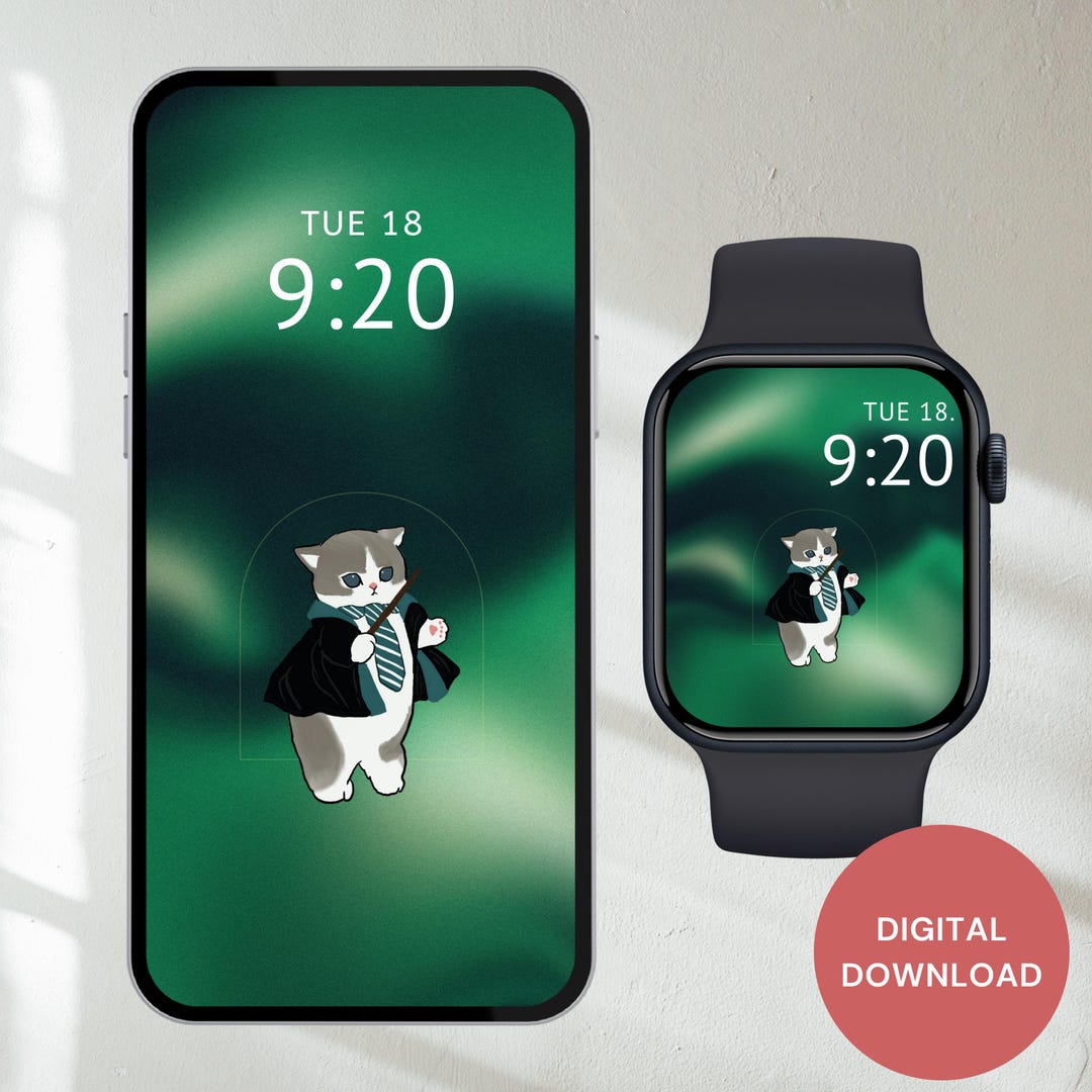 HP Wizard Cat Combo Apple Watch & iPhone Digital Wallpaper, Instant ...