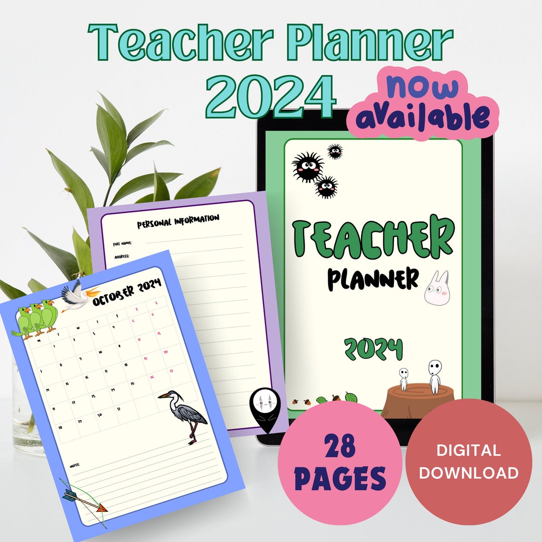 2024 Full Year Updated Cute Ghibli Inspired Teacher Lesson Planner, 28 ...