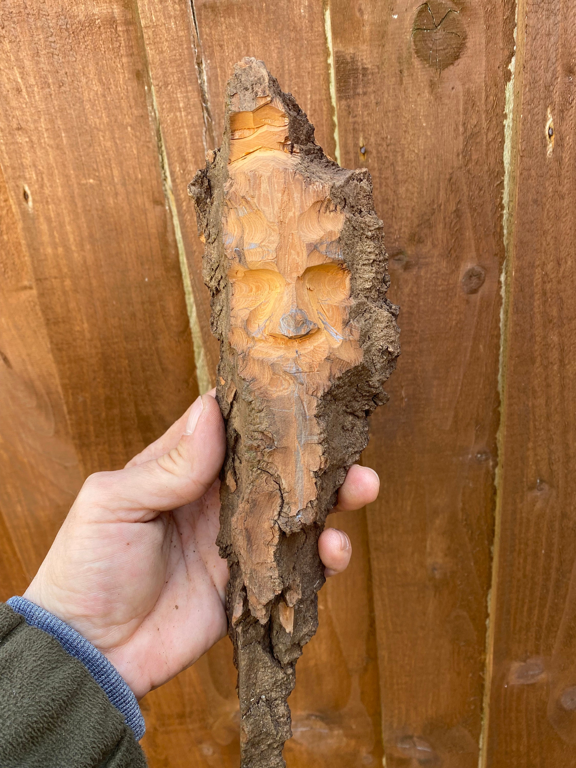 Hand Carved Cottonwood Bark Face Sculpture - “surprise!” - Etsy