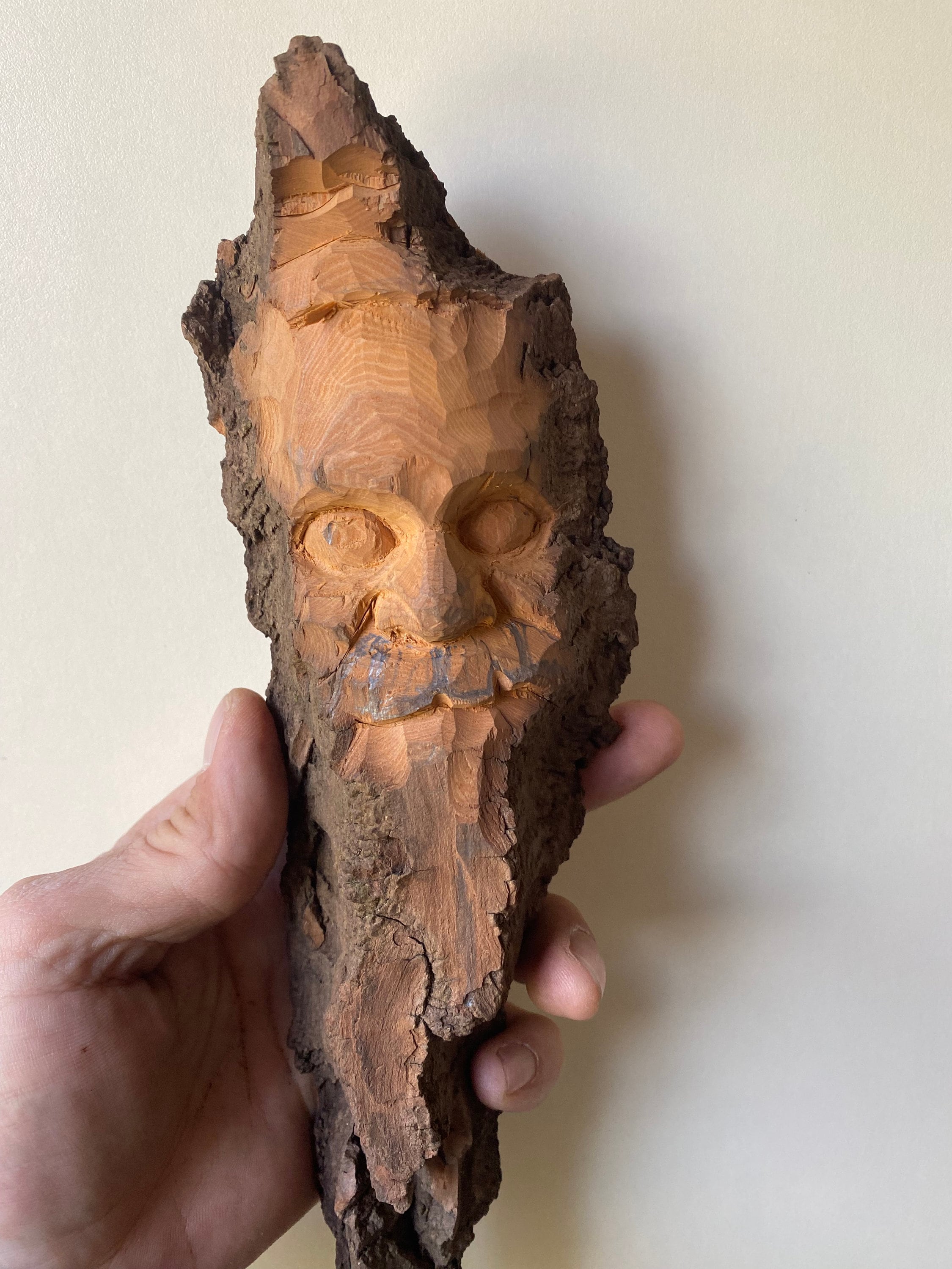 Hand Carved Cottonwood Bark Face Sculpture - “surprise!” - Etsy