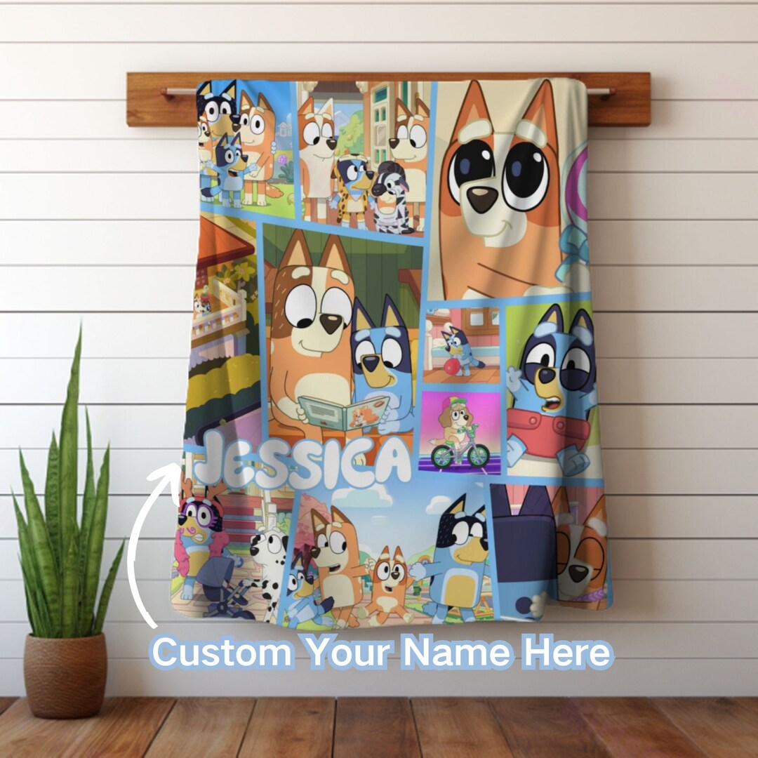 Custom Bluey Blanket Personalized Kids' Cartoon Blanket Customizable ...