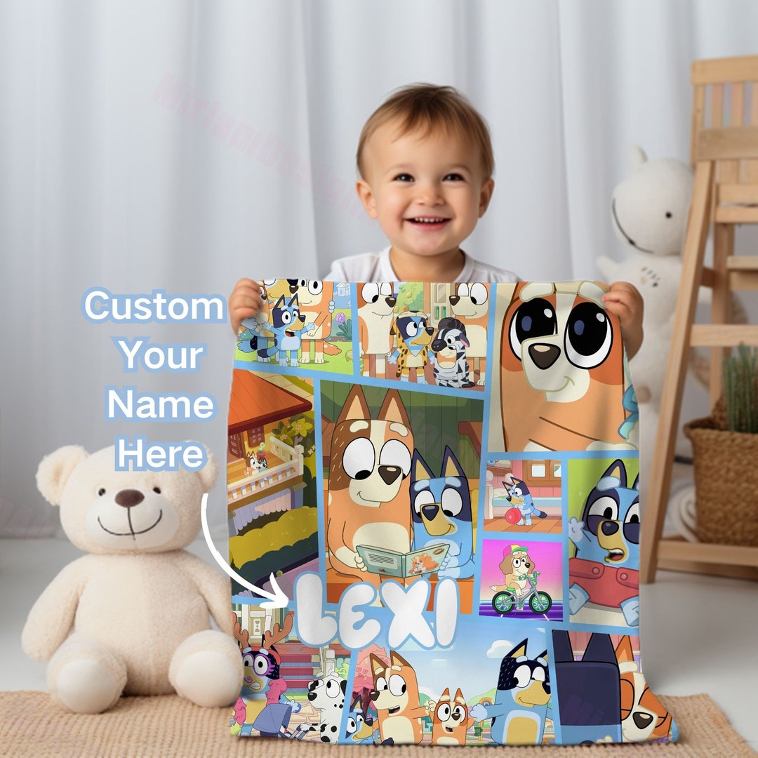 Custom Bluey Blanket Personalized Kids' Cartoon Blanket Customizable ...