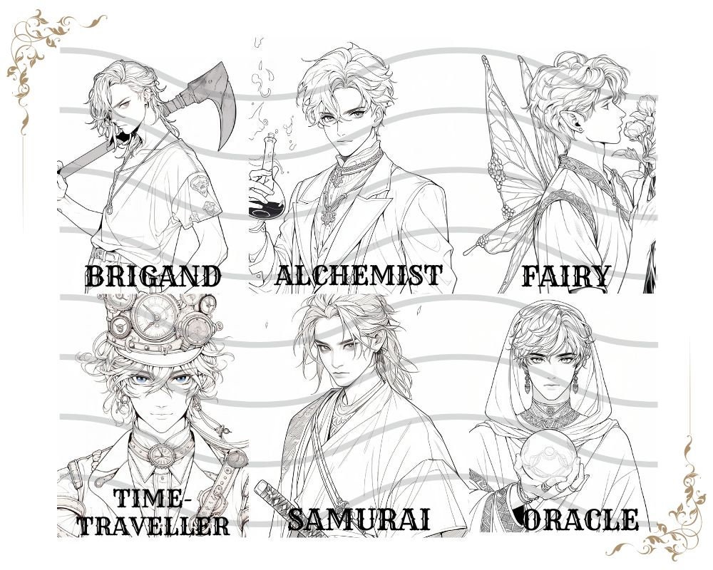 Fantasy Anime Coloring Book, 24 Pages Cute Manga Cartoon Characters ...