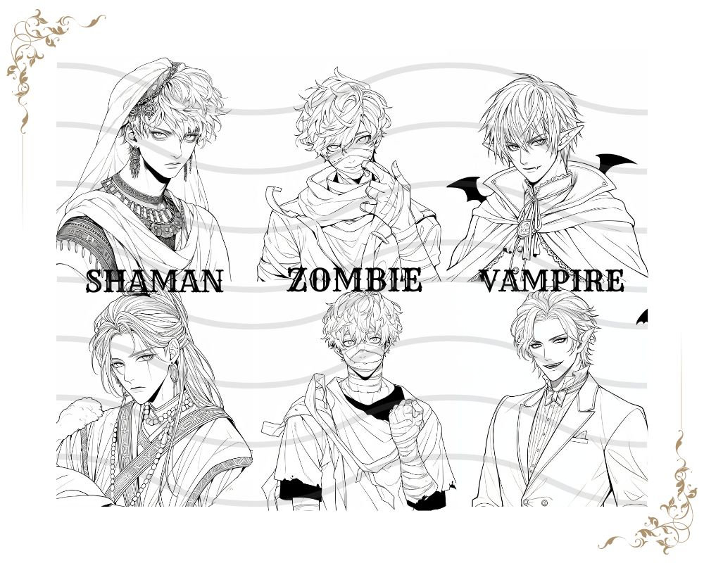 Fantasy Anime Coloring Book, 24 Pages Cute Manga Cartoon Characters ...