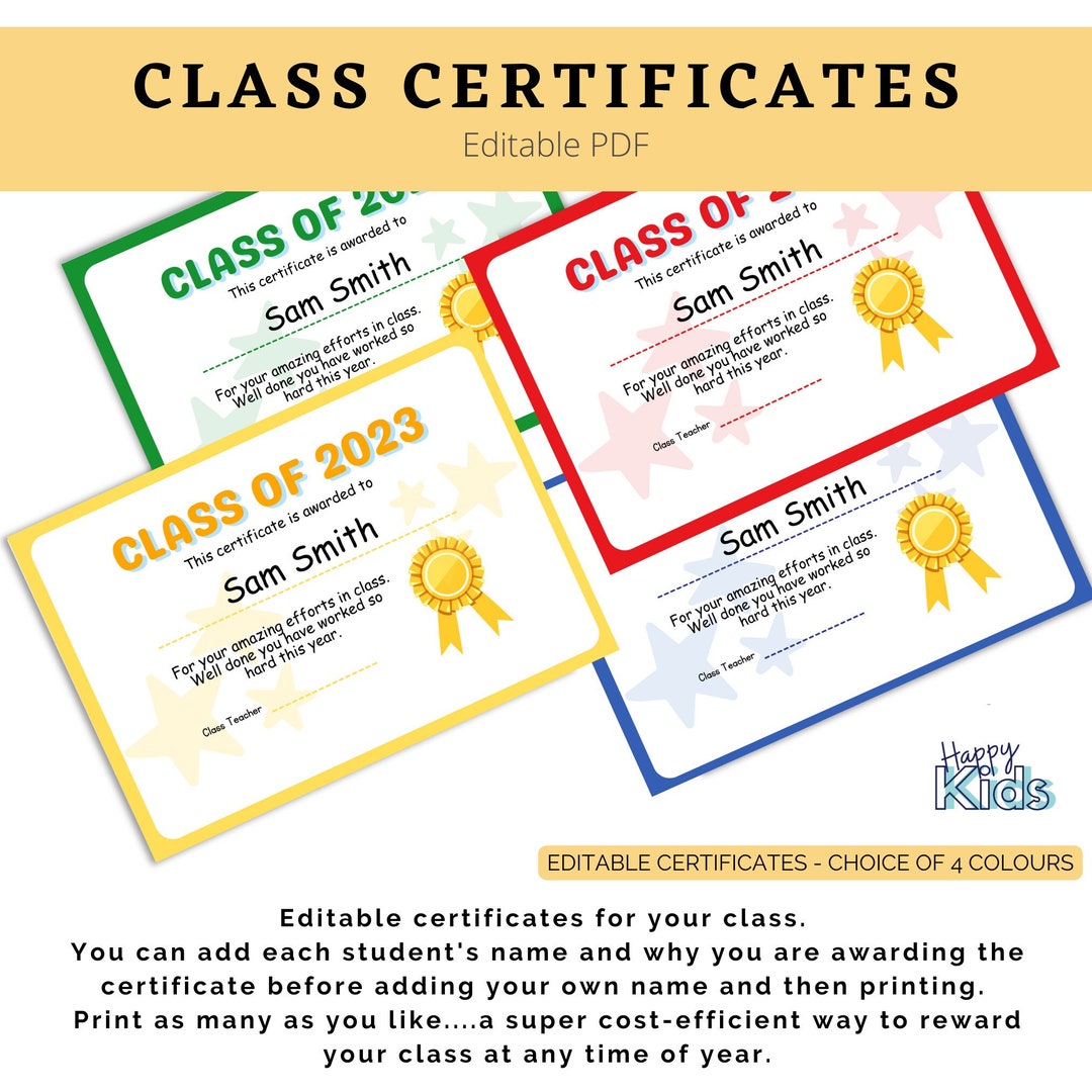 Editable Certificates, Affordable, Class Rewards, Class Certificates ...