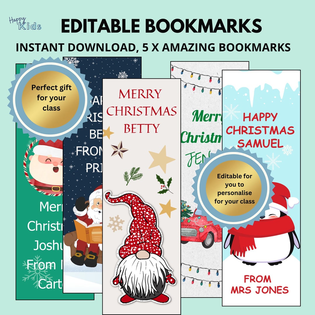 Editable Christmas Bookmarks, Affordable, Print as Many as You Need ...