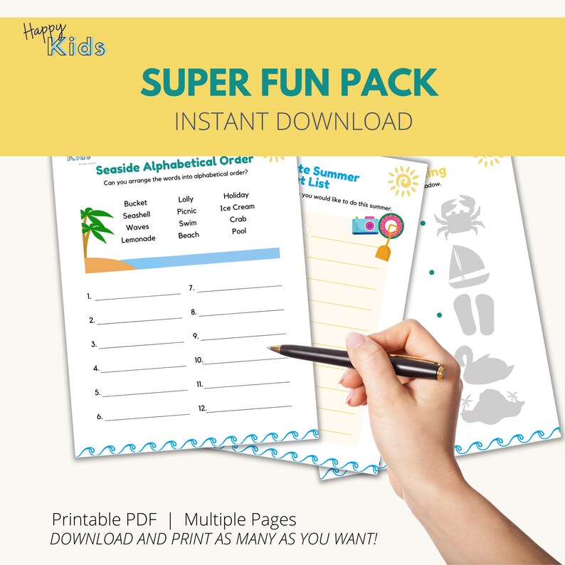 Activities for Kids, Fun Activity Pages, Keep Kids Happy, Digital ...