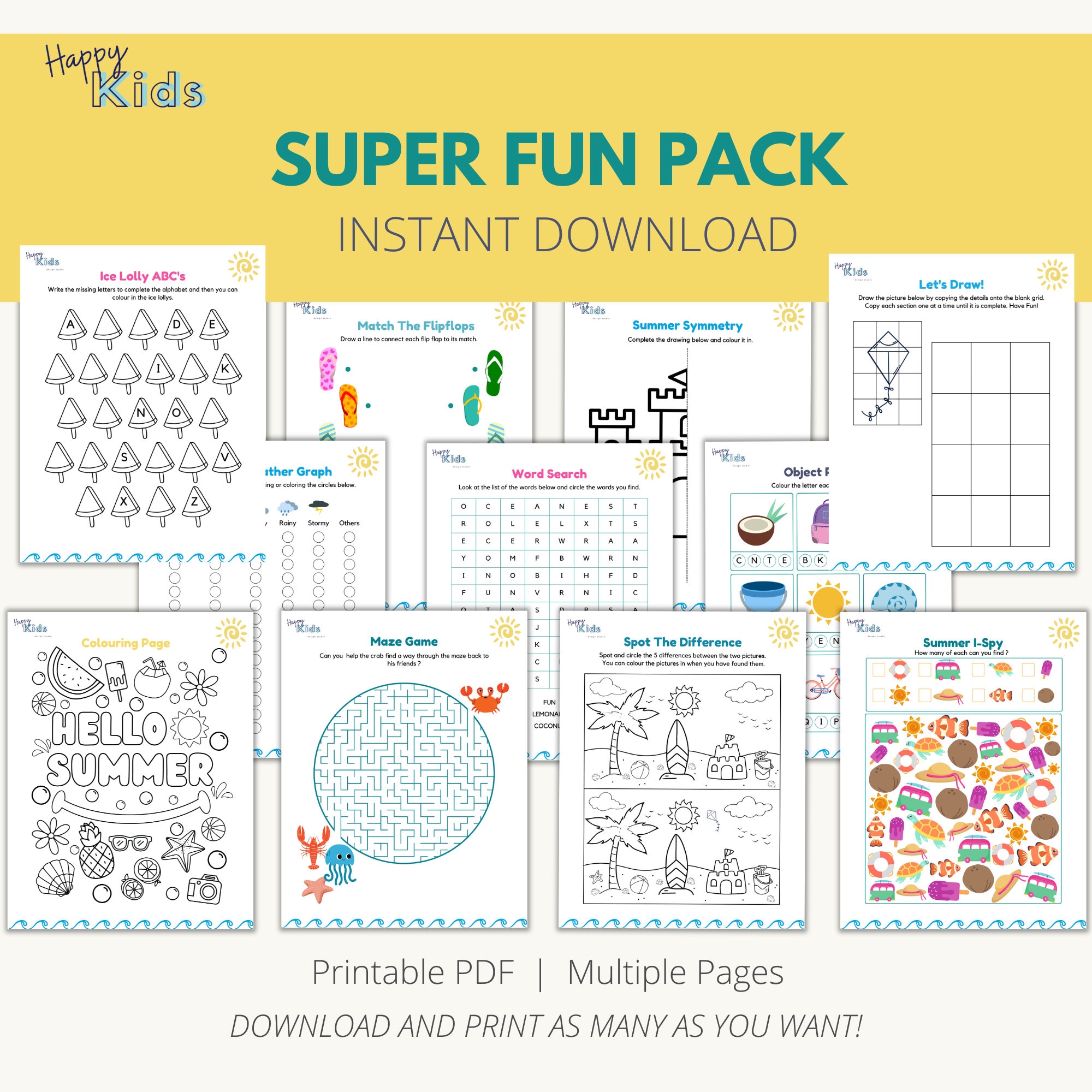 Activities for Kids, Fun Activity Pages, Keep Kids Happy, Digital ...