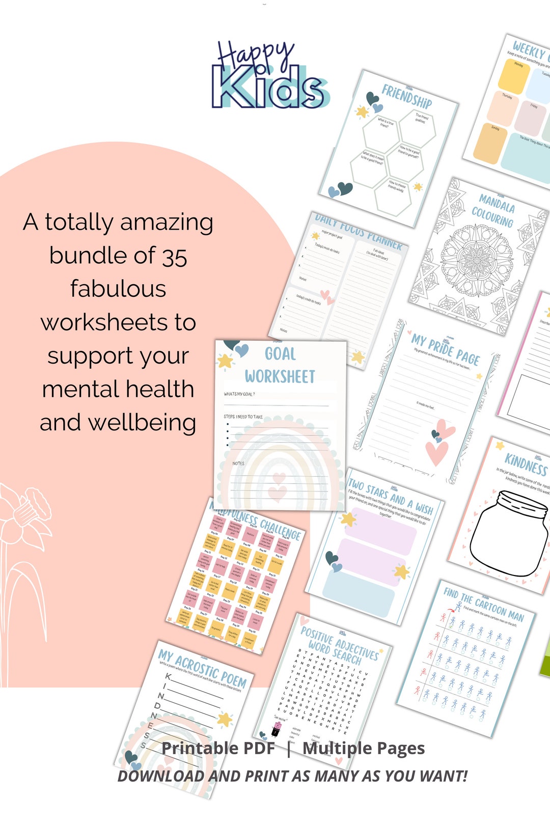 Mental Heath Activities, Wellbeing Worksheets, Mental Health, Kindness ...