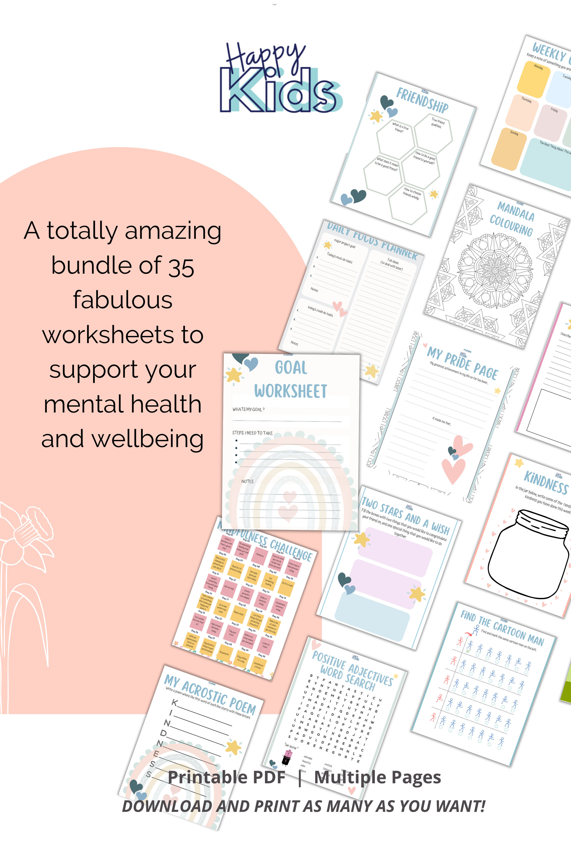 Mental Heath Activities, Wellbeing Worksheets, Mental Health, Kindness ...