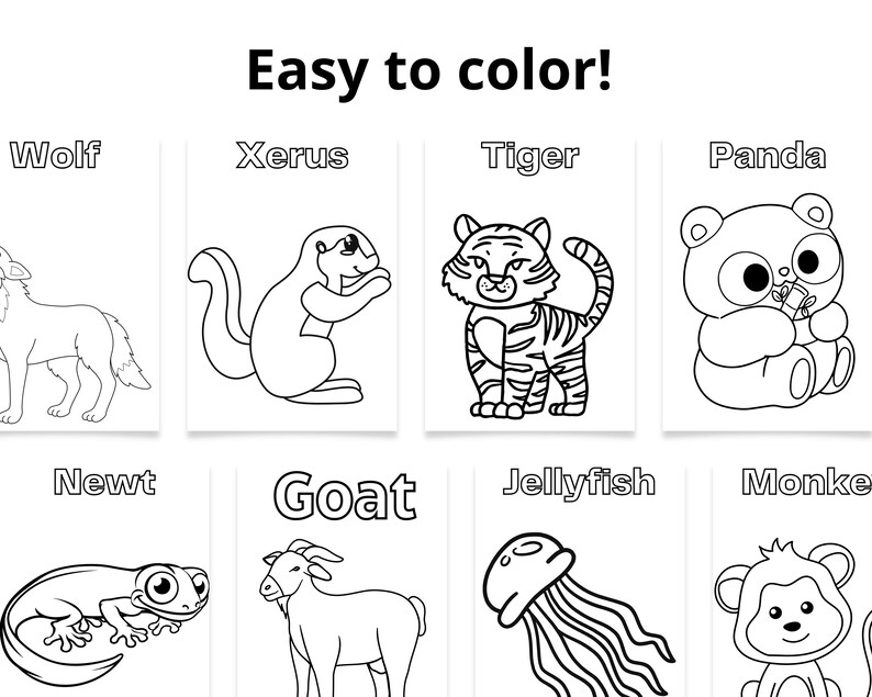 A-Z Animal Coloring Pages for Young Kids - Etsy