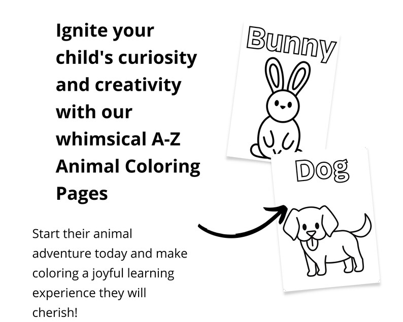 A-Z Animal Coloring Pages for Young Kids - Etsy
