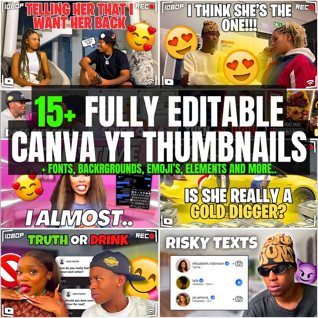 Canva Youtube Thumbnail Bundle - Etsy