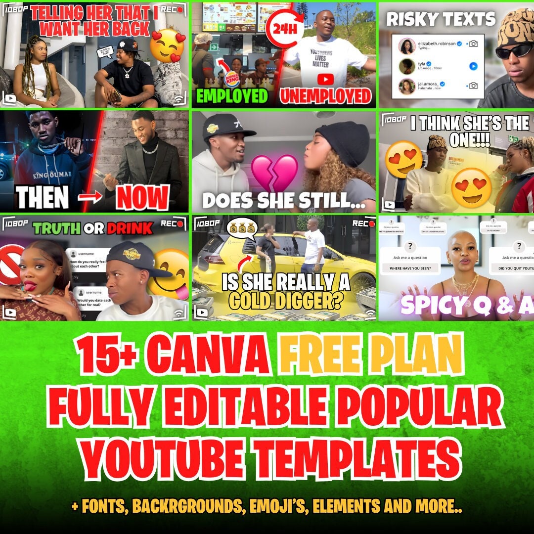 Canva Youtube Thumbnail Templates Bundle - Etsy