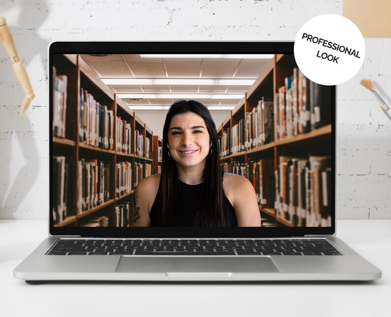 Library Background Bookshelf Zoom Virtual Background - Etsy